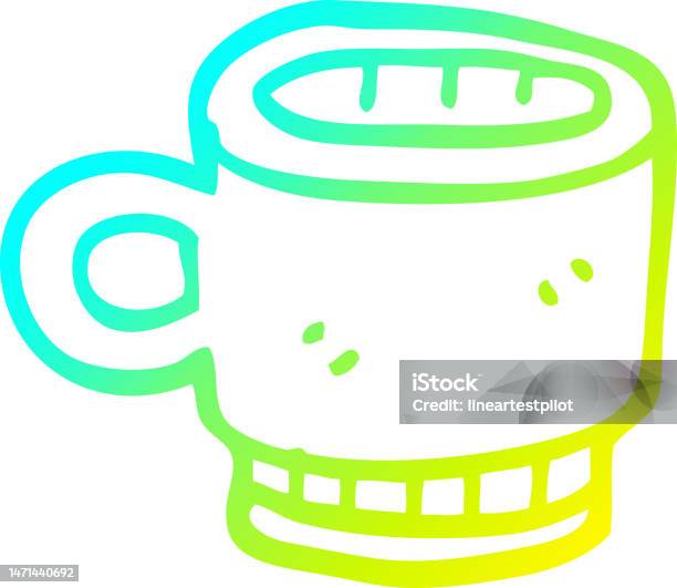 Dessin Au Trait Dégradé Froid Dune Tasse À Café De Dessin Animé