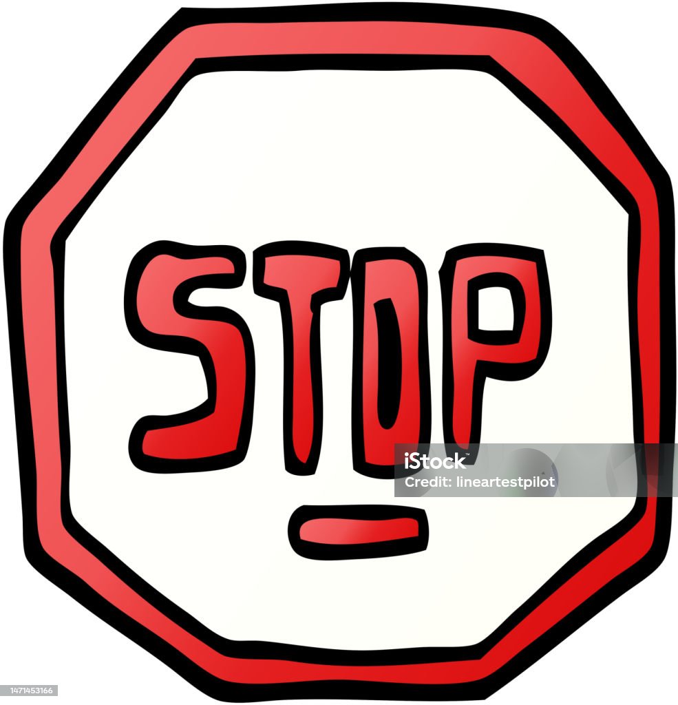 Vector Gradient Illustration Cartoon Stop Sign Stock Illustration ... Vector Gradient Illustration Cartoon Stop Sign Stock Illustration ...