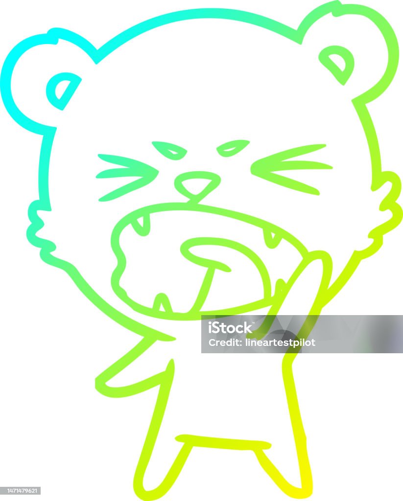 Dessin Au Trait Dégradé Froid Dun Ours De Dessin Animé En Colère