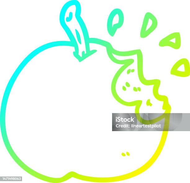 Dessin Au Trait Dégradé Froid Dune Pomme Fraîchement Mordue Vecteurs