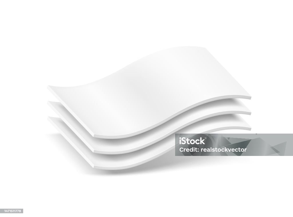 Three Wavy Layers With Realistic Shadows Vector Illustration Isolated
