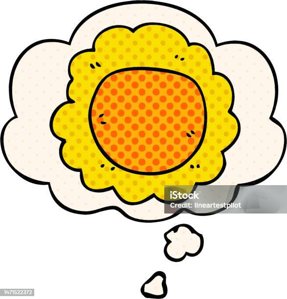 Fleur De Dessin Animé Avec Bulle De Pensée Dans Le Style De La Bande
