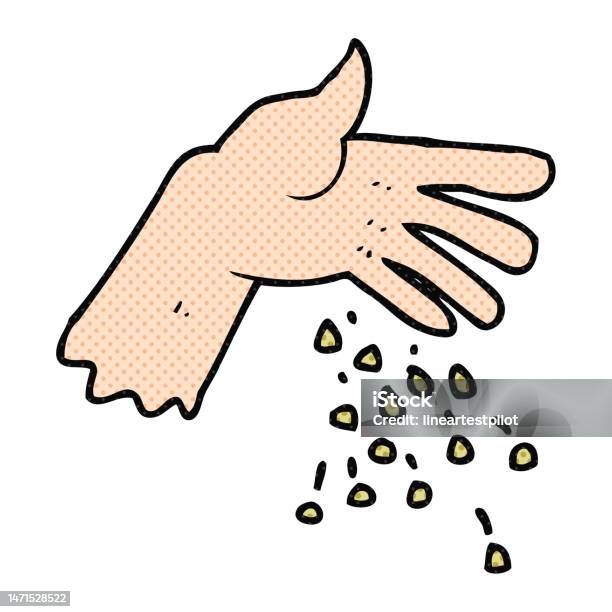 Tangan Kartun Yang Digambar Dengan Tangan Bebas Menyebarkan Benih