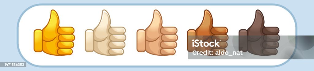 Different Mood Emoji Emotional Thumbs Up Emoji Hand Set Of Various Skin Tonescute Cartoon