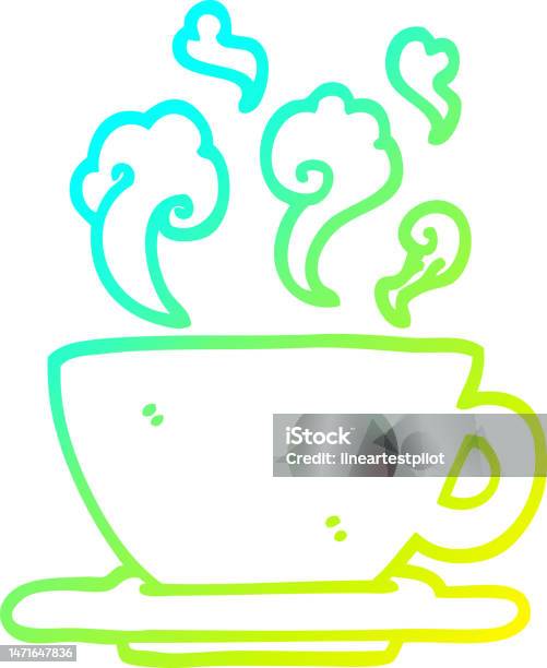 Dessin Au Trait Dégradé Froid Dune Tasse De Café Chaud De Dessin Animé