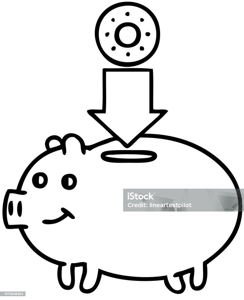 Dessin Au Trait Dune Tirelire Vecteurs Libres De Droits Et Plus D