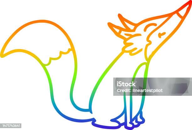 Dessin Au Trait Dégradé Arcenciel Dun Renard Arctique De Dessin Animé
