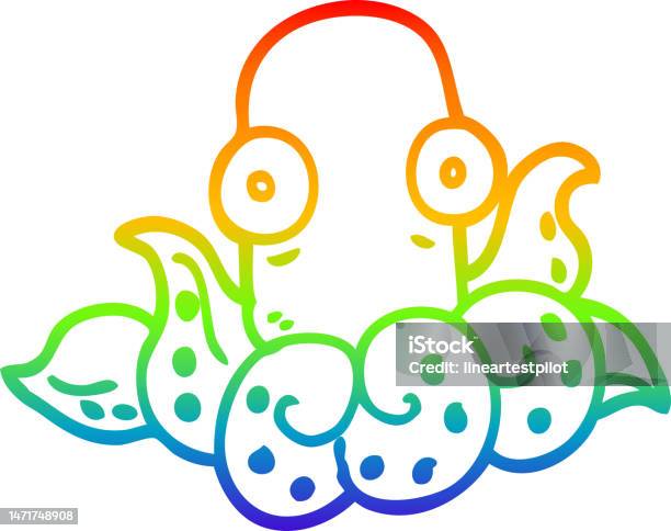 Dessin Au Trait Dégradé Arcenciel Dune Pieuvre Drôle De Dessin Animé