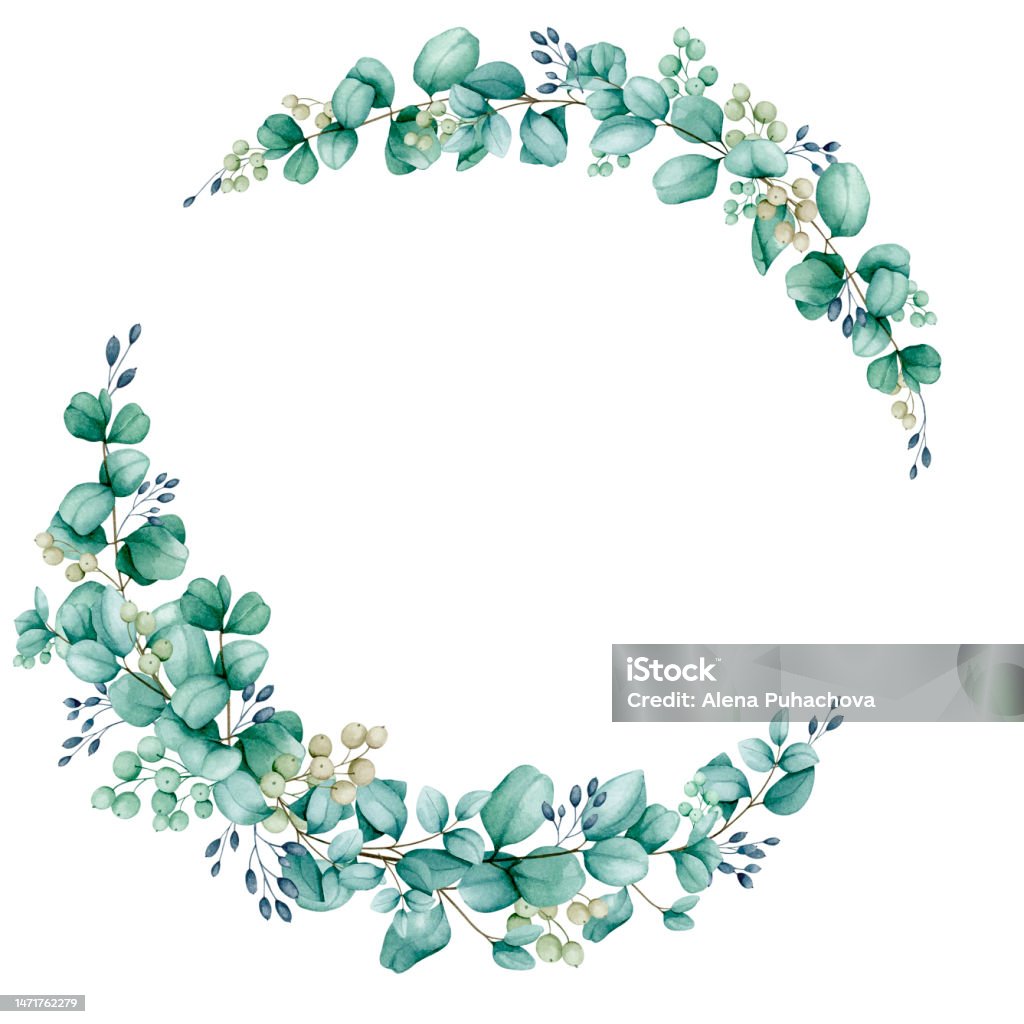 Couronne Daquarelle De Branches Deucalyptus Et De Baies Illustration