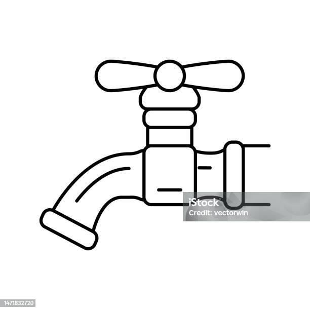 Icône De Ligne Deau De Robinet Métallique Illustration Vectorielle