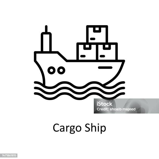 Illustration De La Conception De Licône Contour Vectoriel Du Navire De