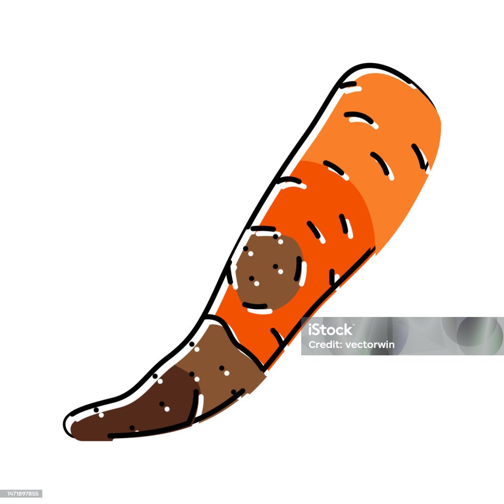 Carrot Rotten Food Color Icon Vector Illustration Stock Illustration