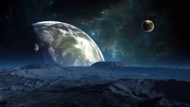 Free picture: Fantasy moonscape illustration on planet in deep cosmos
