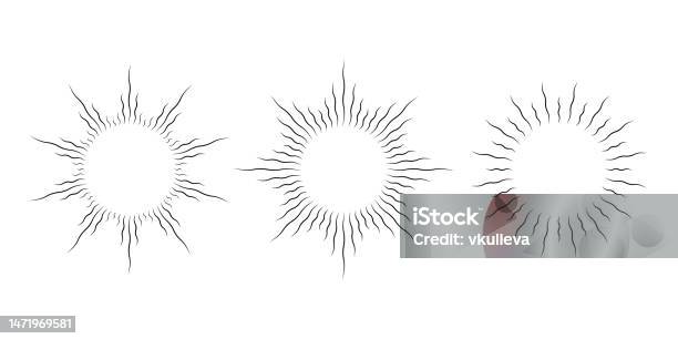 Retro Curved Sunburst Frame Collection Warped Sunlight Rays In Circle