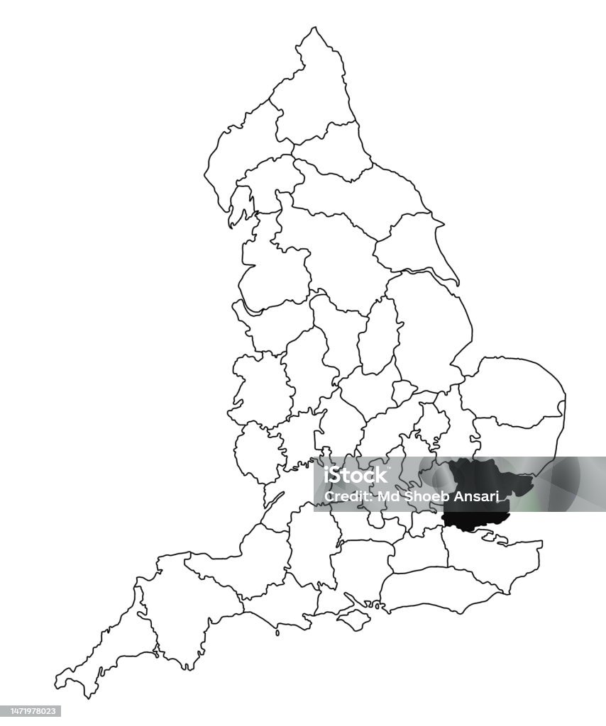 Map Of Essex County In England On White Background Single County Map Highlighted By Black Colour