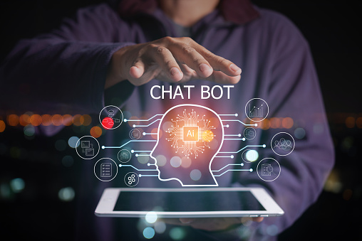 Bot Obrolan Ai Chatbot Mengobrol Dengan Ai Manusia Menggunakan Tablet ... Bot Obrolan Ai Chatbot Mengobrol Dengan Ai Manusia Menggunakan Tablet ...