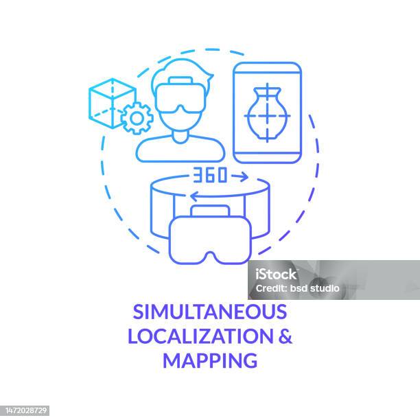 Simultaneous Localization And Mapping Blue Gradient Concept Icon Stock