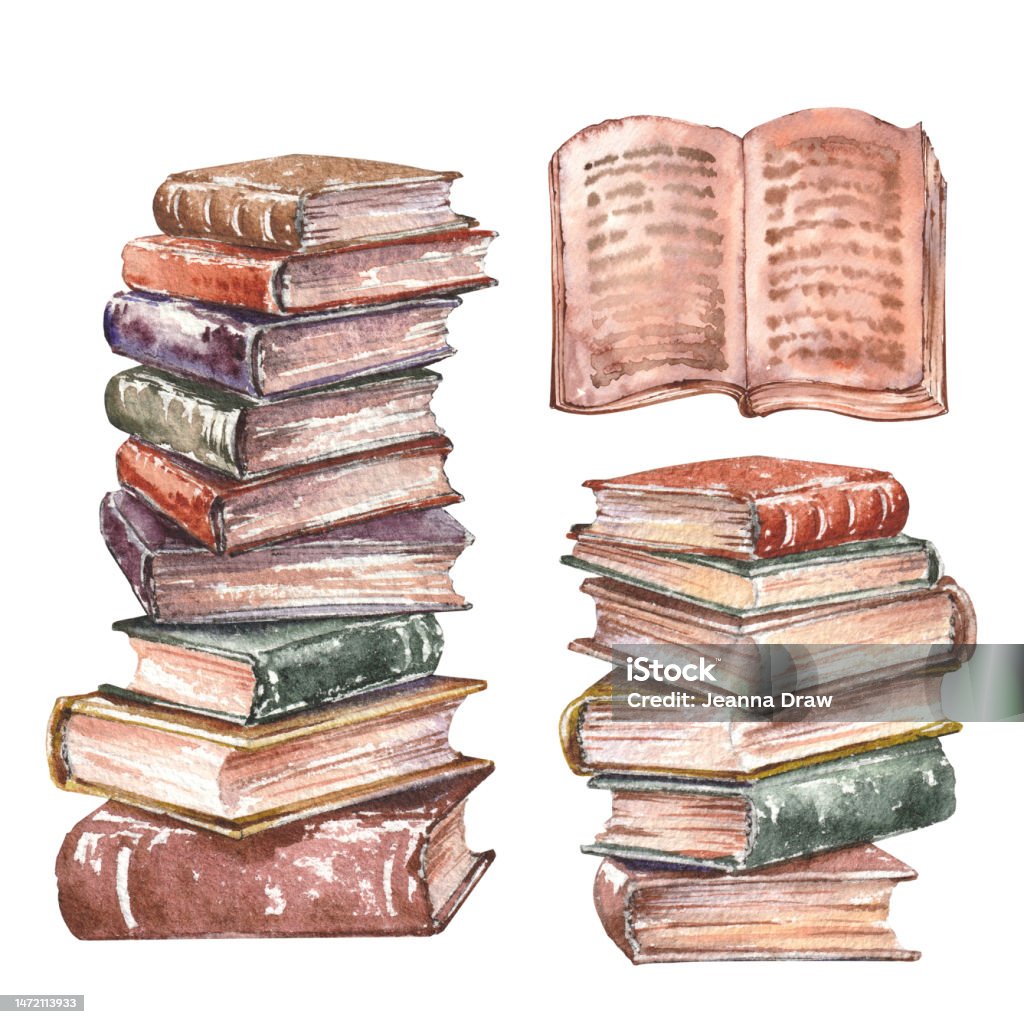 Stacks Of Old Books Watercolor Isolated On White Background Stock ... Stacks Of Old Books Watercolor Isolated On White Background Stock ...