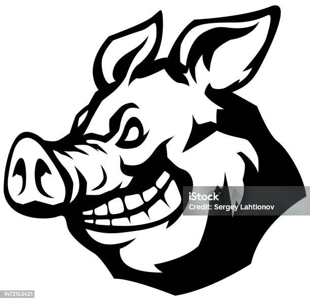 Mascotte De Tête De Cochon Logo Porcin En Colère Illustration De Porc
