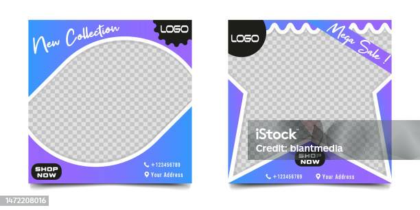 Set Template Posting Media Sosial Spanduk Yang Dapat Diedit Ilustrasi