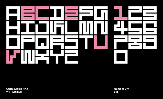 Abstract Alphabet Letters Font Design Cube Mono 4x4 V1 Medium Stock