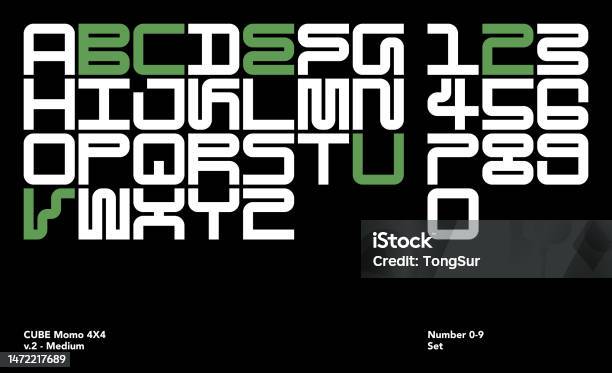 Abstract Alphabet Letters Font Design Cube Mono 4x4 V2 Medium Stock
