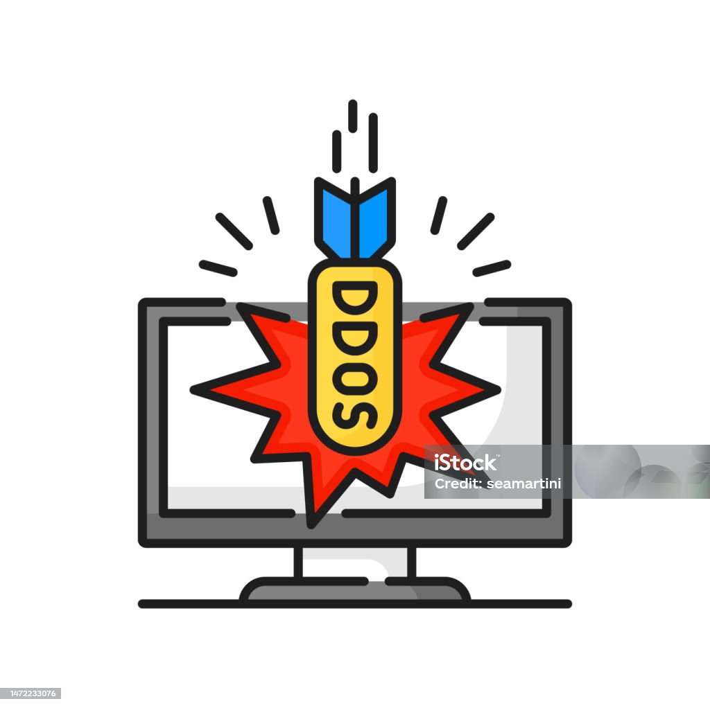 Distributed Ddos Attack By Rocket Vector Line Icon Stock Illustration ... Distributed Ddos Attack By Rocket Vector Line Icon Stock Illustration ...