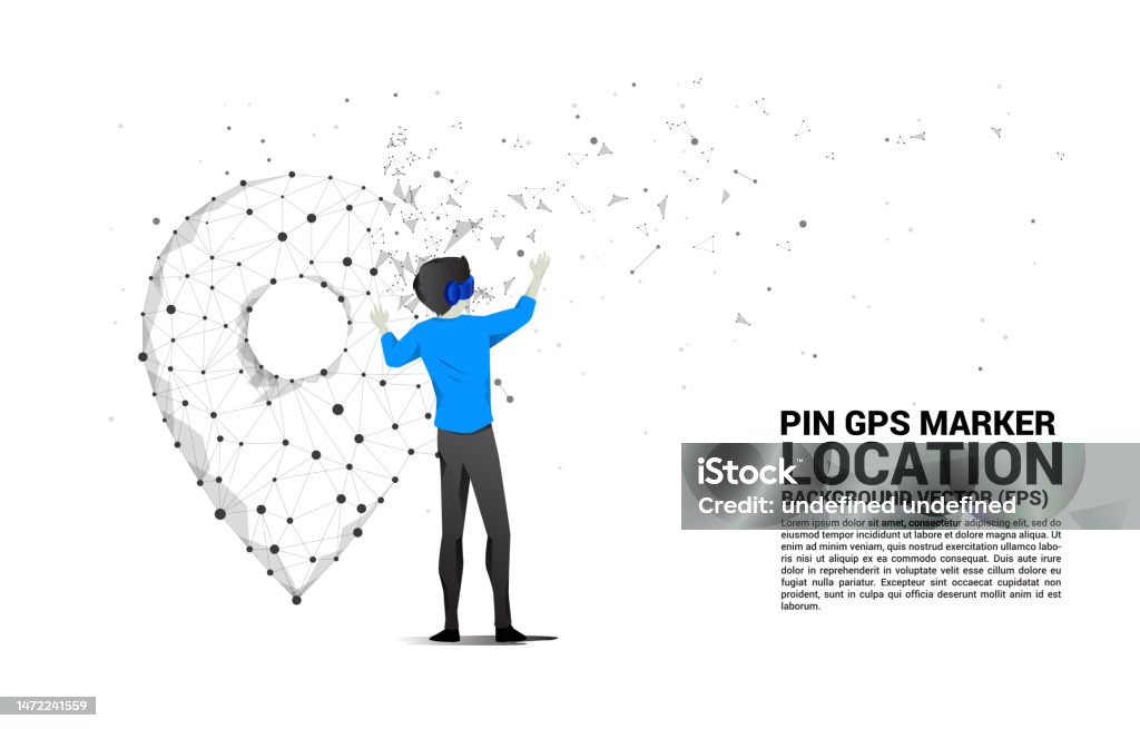 Pria Siluet Memakai Kacamata Vr Dengan Pin Lokasi Konsep Teknologi
