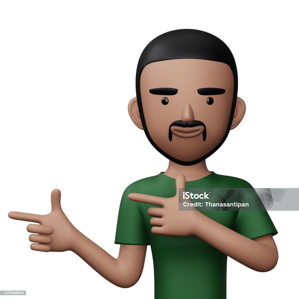 Foto De Homem Animado Feliz Apontando Para O Lado Personagem De Desenho