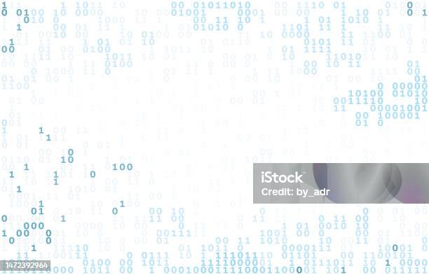 Simple Binary Code Background With Blue Ones And Zeros Vector Pattern Stock Illustration