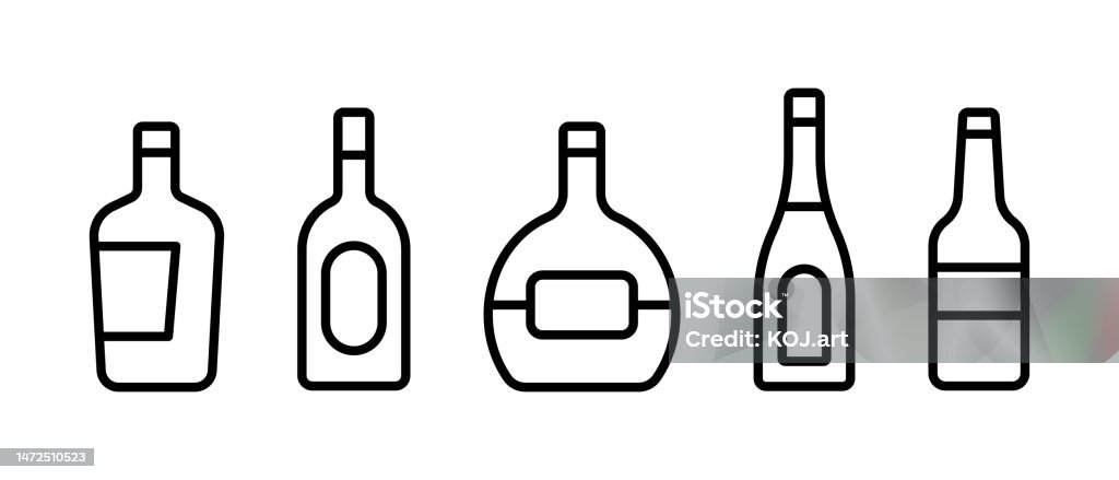 Jeu Dicônes De Vecteur De Bouteilles Dalcool Symbole Du Vin Du Whisky