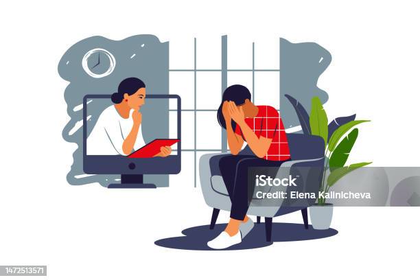 Psychology Job Online Counseling Depressions And Anxiety Two Women Are