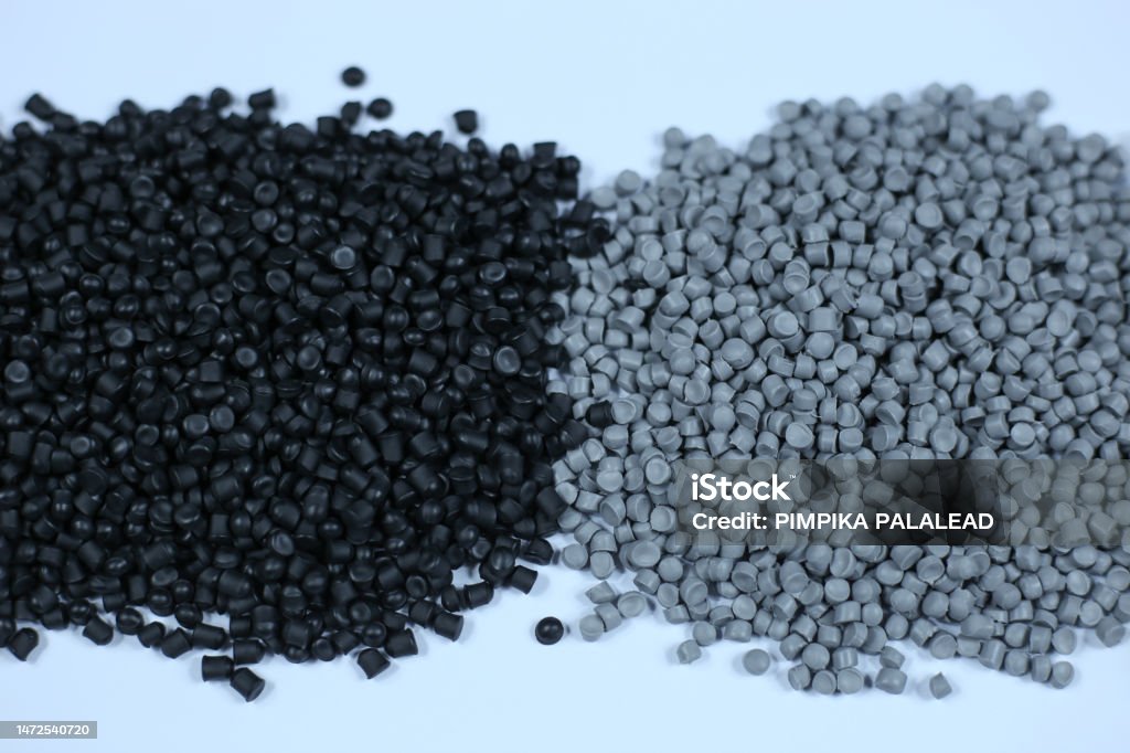 Black And Grey Plastic Pellets Background Closeup Plastic Granules Polymer Black And Grey