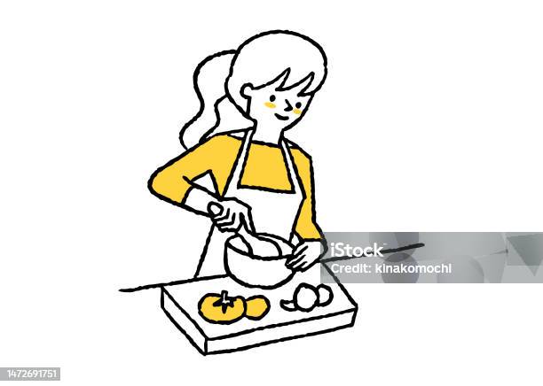 Woman Cooking Stock Illustration Download Image Now Adult Apron