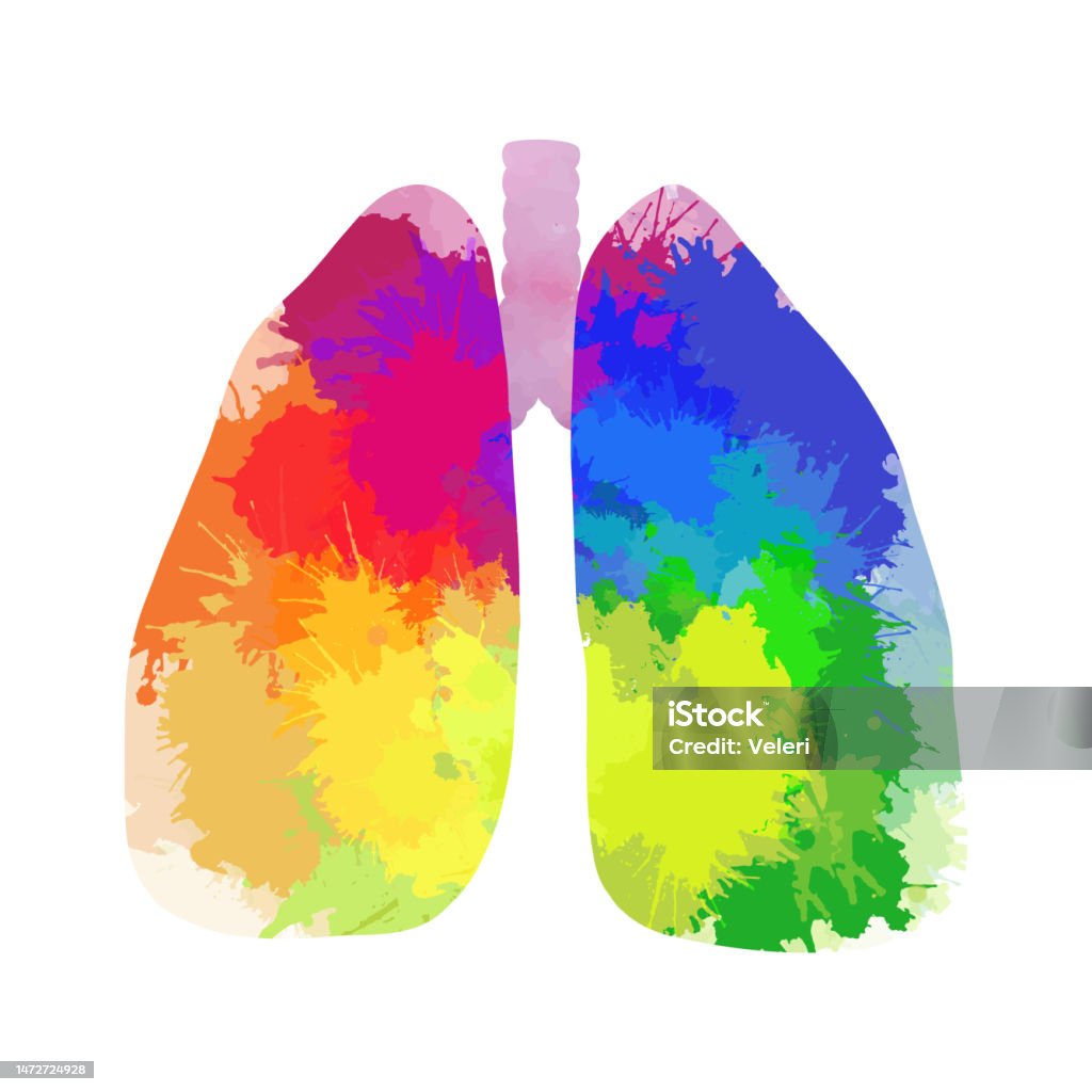 Ilustración De Ilustración De Acuarela Arco Iris De Pulmones Humanos Aislados Del Fondo Pinta El