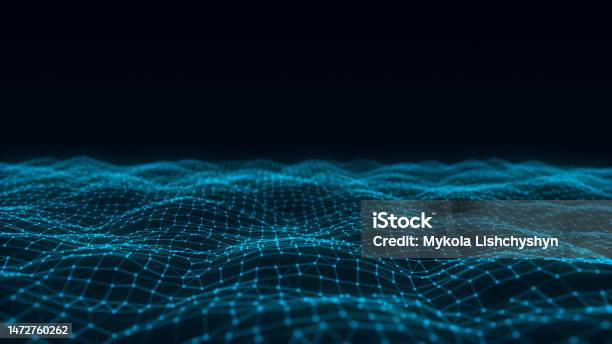 Gelombang Digital Futuristik Dunia Maya Gelap Gelombang Abstrak Dengan