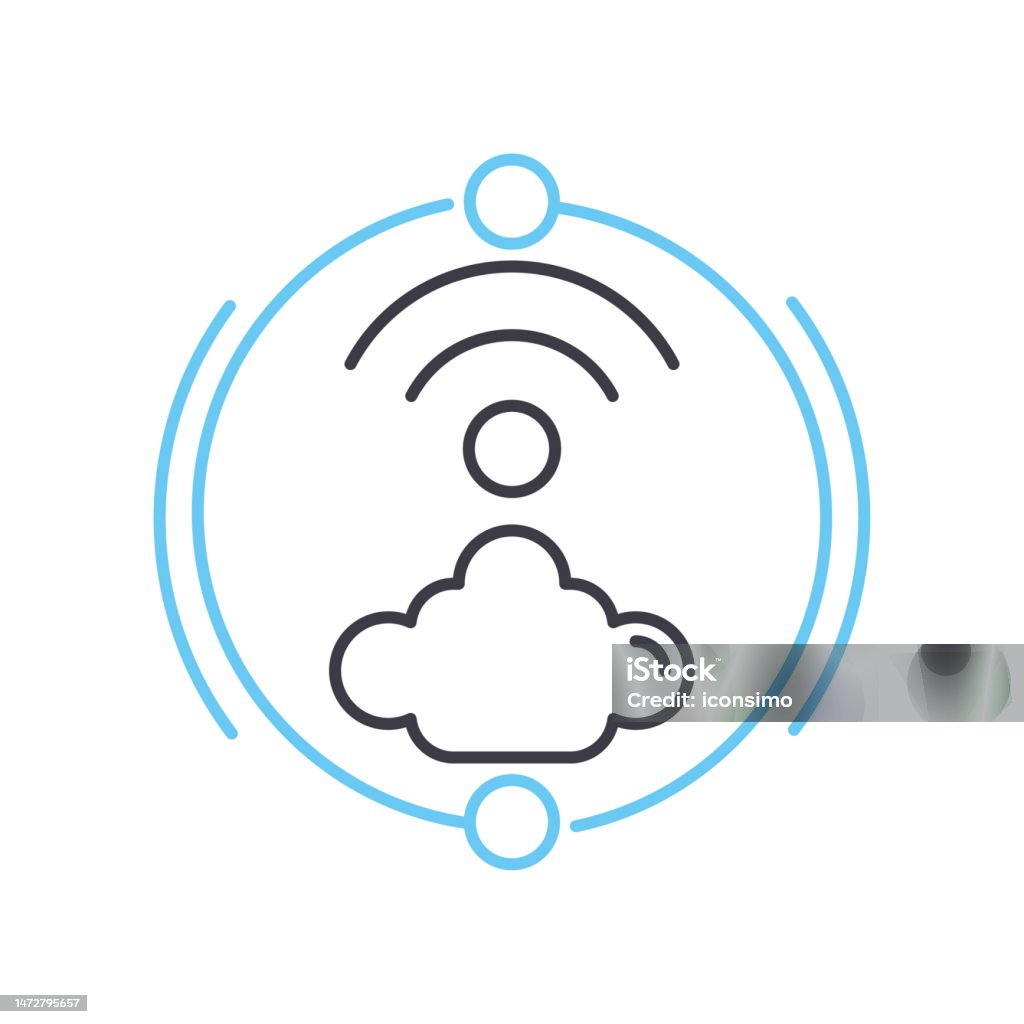 Ikon Garis Akses Cloud Simbol Kerangka Ilustrasi Vektor Tanda Konsep