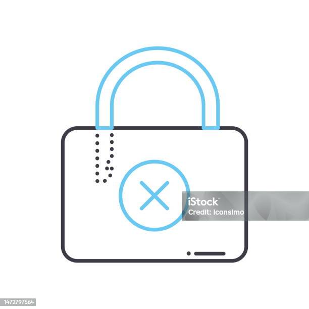 Icône De Ligne De Cadenas Fermé Symbole De Contour Illustration