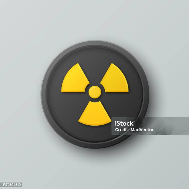 Vecteur 3d Rond Réaliste Jaune Et Noir Avertissement Danger Symbole
