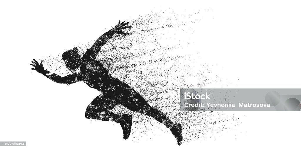 Siluet Abstrak Atlet Lari Dengan Latar Belakang Putih Pelari Berlari Sprint Atau Maraton