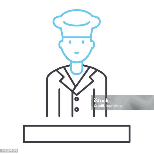 Icône De Ligne Davatar Chef Cook Symbole De Contour Illustration