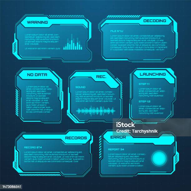 Éléments Hud Ou Ui Futuristes Bleus Zones De Texte De Linterface