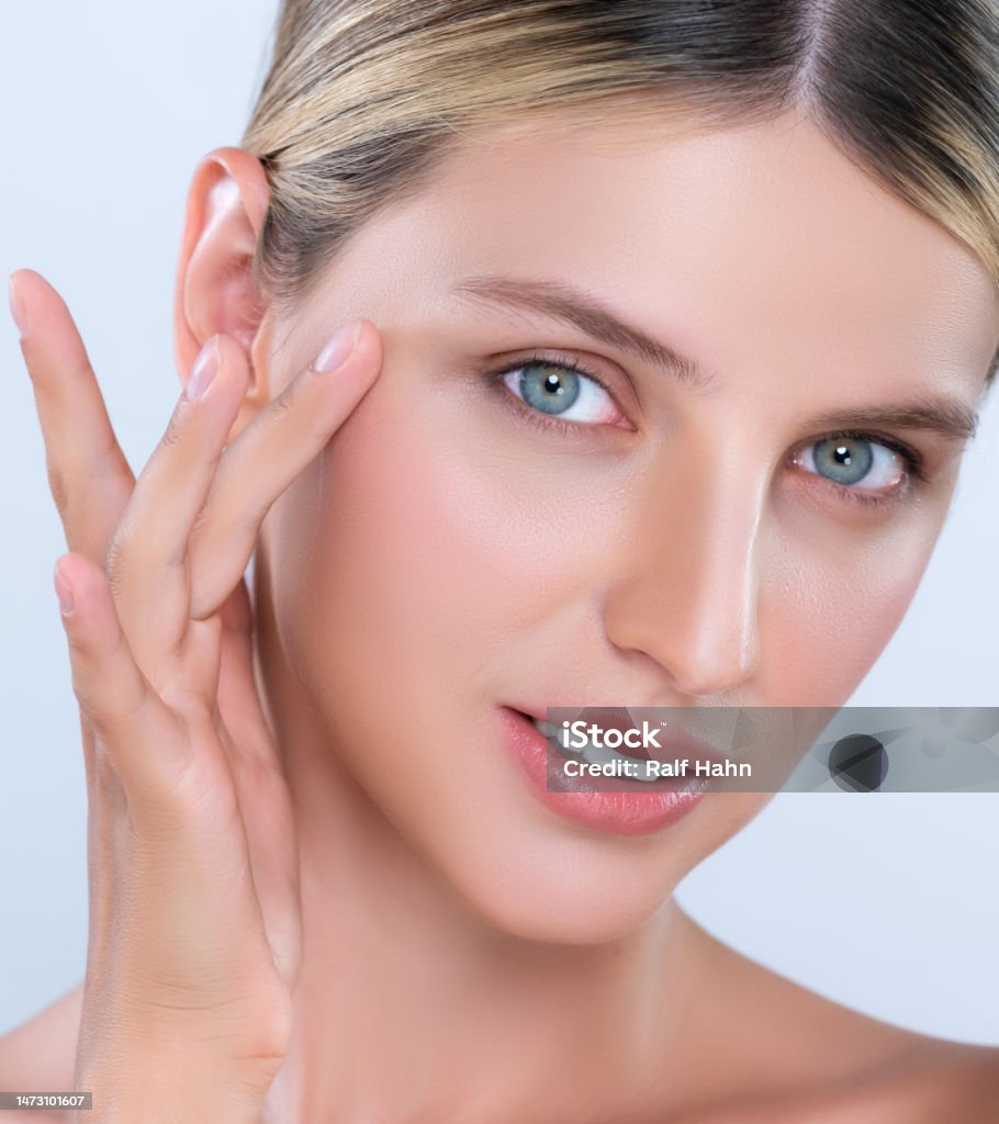 Closeup Alluring Beautiful Woman With Perfect Smooth And Clean Skin