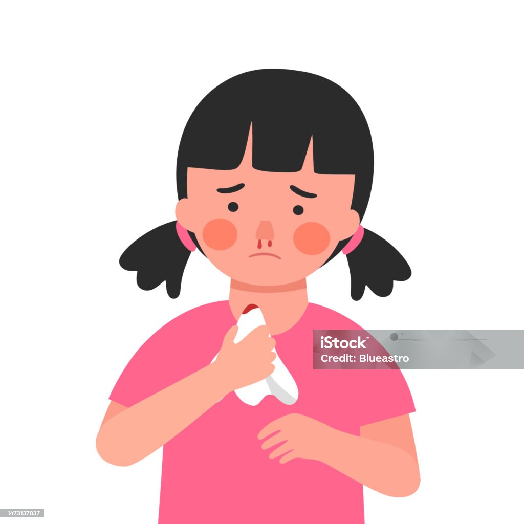 Anak Perempuan Yang Sakit Dengan Mimisan Dalam Desain Datar Gejala ... Anak Perempuan Yang Sakit Dengan Mimisan Dalam Desain Datar Gejala ...