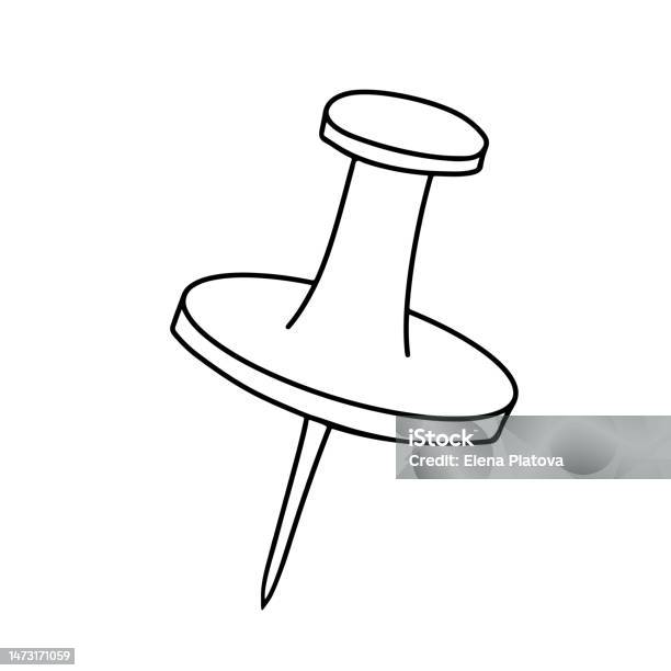 Pin Yang Digambar Tangan Atau Ikon Vektor Sketsa Pushpin Ilustrasi Doodle Diisolasi Dengan Latar