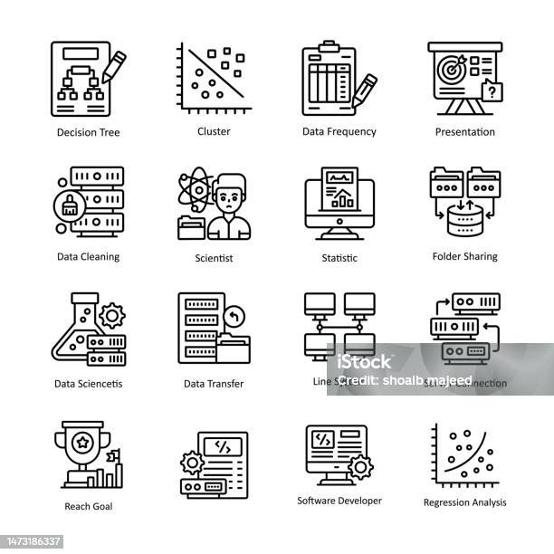 Ilustrasi Desain Ikon Garis Vektor Analitik Data Simbol Analitik Data