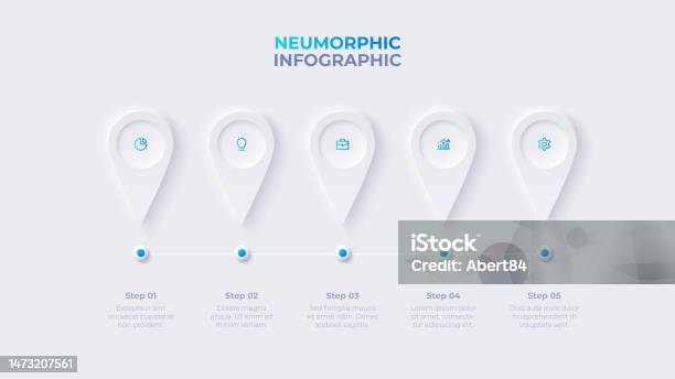 Neumorphism Infographic Design Template Five Elements Placed In ... Neumorphism Infographic Design Template Five Elements Placed In ...