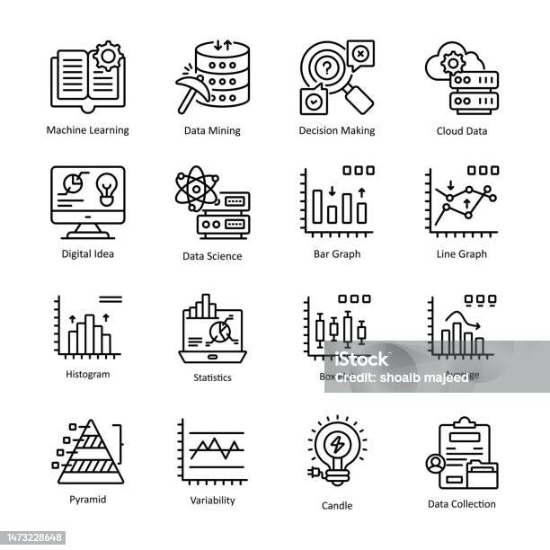 Ilustrasi Desain Ikon Garis Vektor Analitik Data Simbol Analitik Data