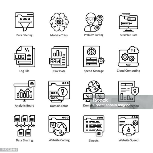Ilustrasi Desain Ikon Garis Vektor Analitik Data Simbol Analitik Data