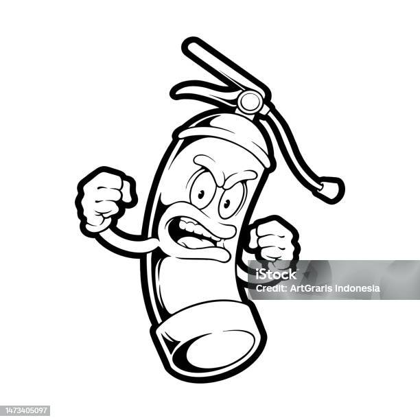 Cute Fire Extinguisher Mascot Logo Cartoon Illustrations Stock